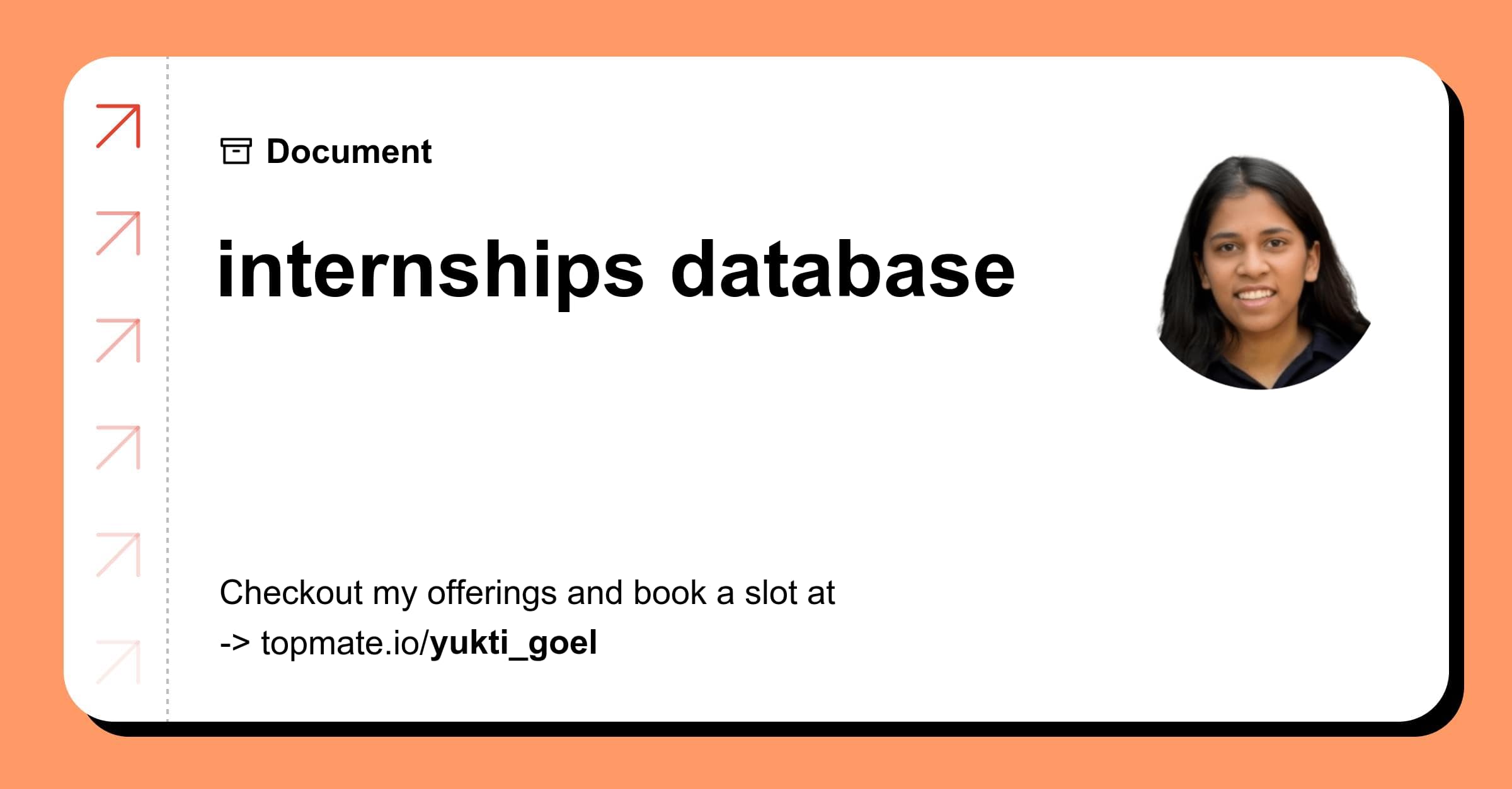 internships database with Yukti Goel